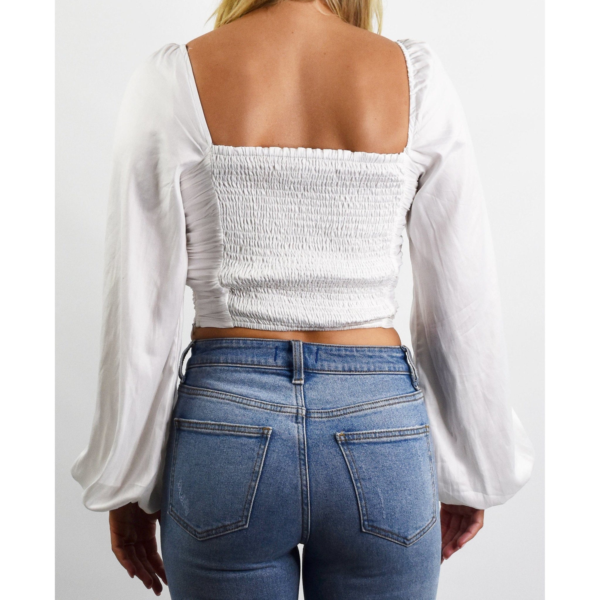 Long Sleeve Square Neck Cropped Top TOP Elenista