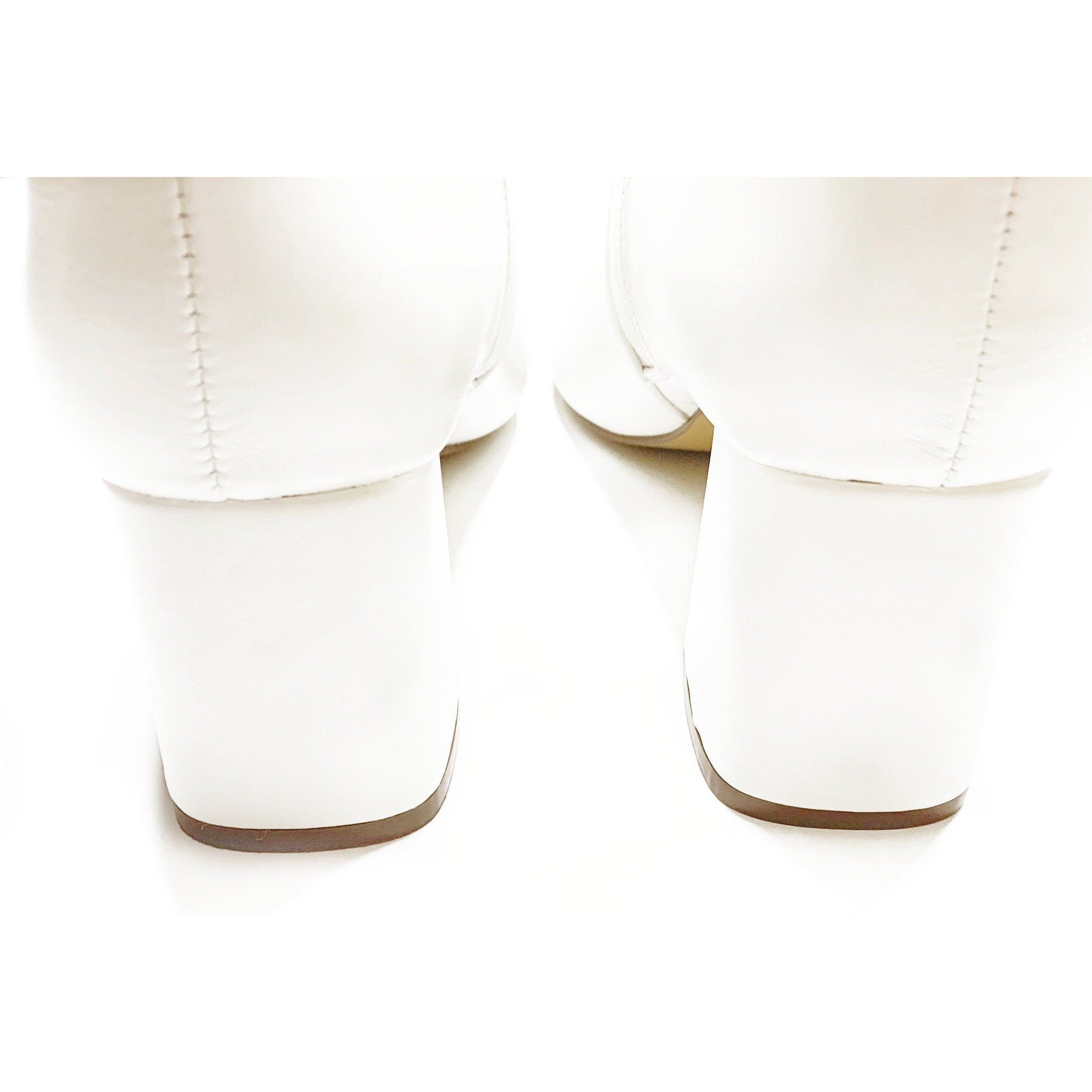 White Pointed Toe Block Heel Ankle Booties bootie Elenista